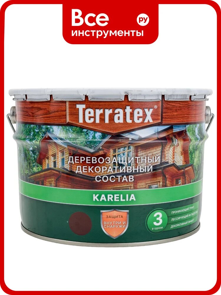 Деревозащитный декоративный состав терратекс венге, 7.5 кг, 9 л ЭК000137014