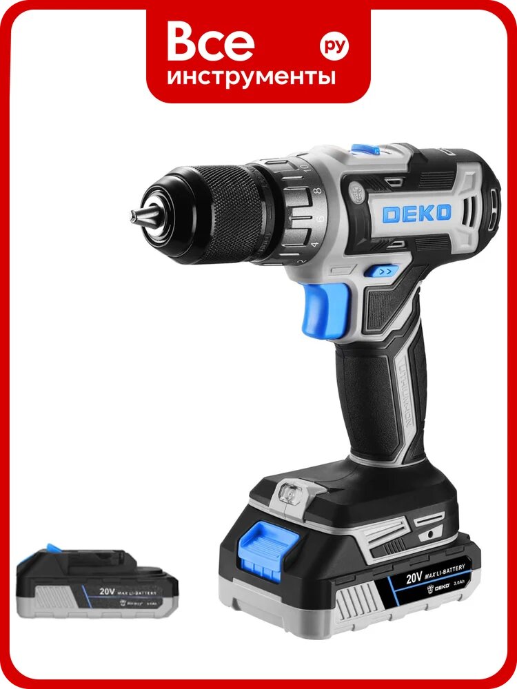 Аккумуляторная дрель-шуруповерт DEKO Loner 20V, 20В, 2x3.0 Ач 085-1005