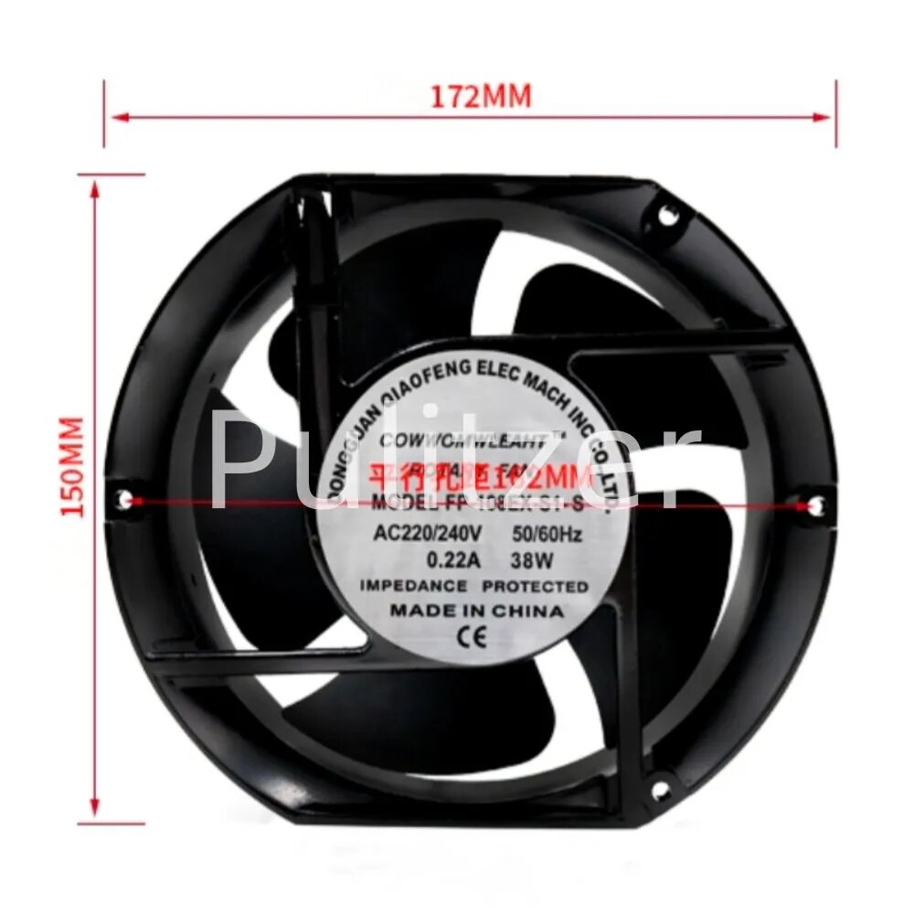 Вентилятор FP-108EX-S1-S 220V 172 * 150 * 51 мм с масляным подшипником промышленный отвод тепла 38 Вт 2600 об/мин 185-210CFM