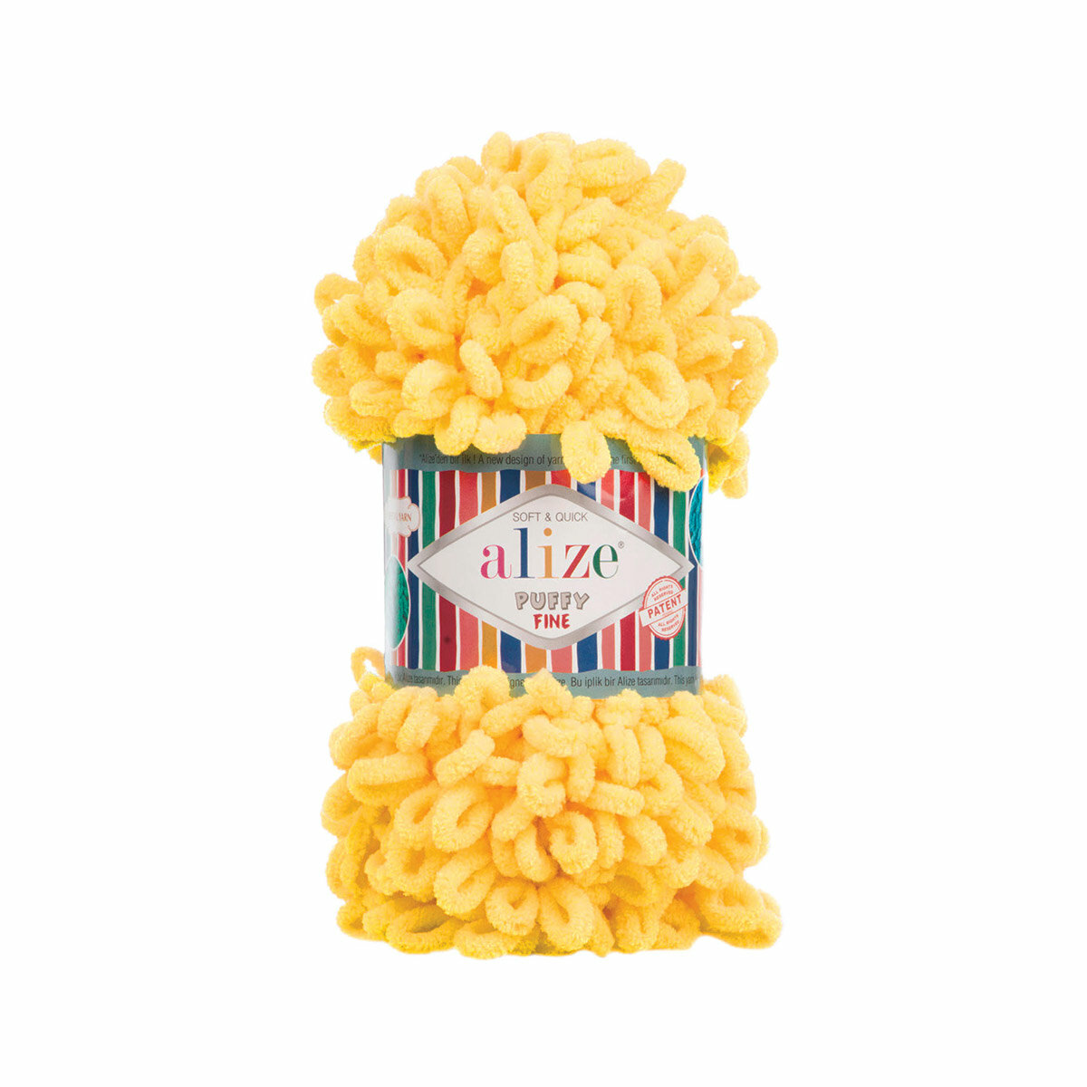 Пряжа для вязания Alize 'Puffy Fine' 100г 14,5м (100% микрополиэстер) (216 жёлтая мимоза), 5 мотков