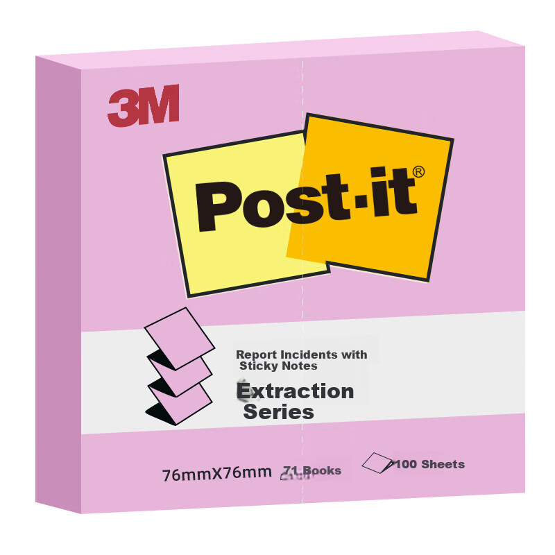 Набор Post-It Notes 3M с розовой основой и выдвижной системой 2 шт для офиса и школы Цвет：Набор из 2 блоков с розовой