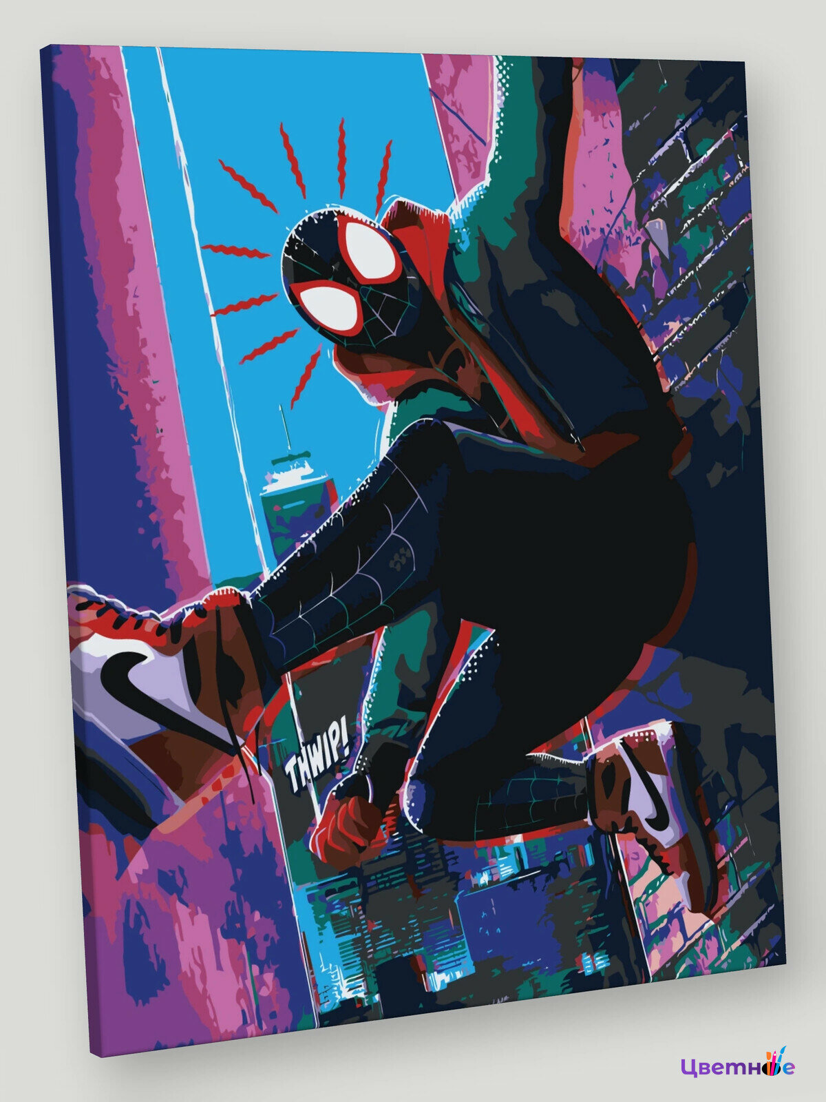 Картина по номерам на холсте с подрамником "Человек паук Spiderman: Майлз Моралес" Раскраска 40x50 см, Супергерои Кино