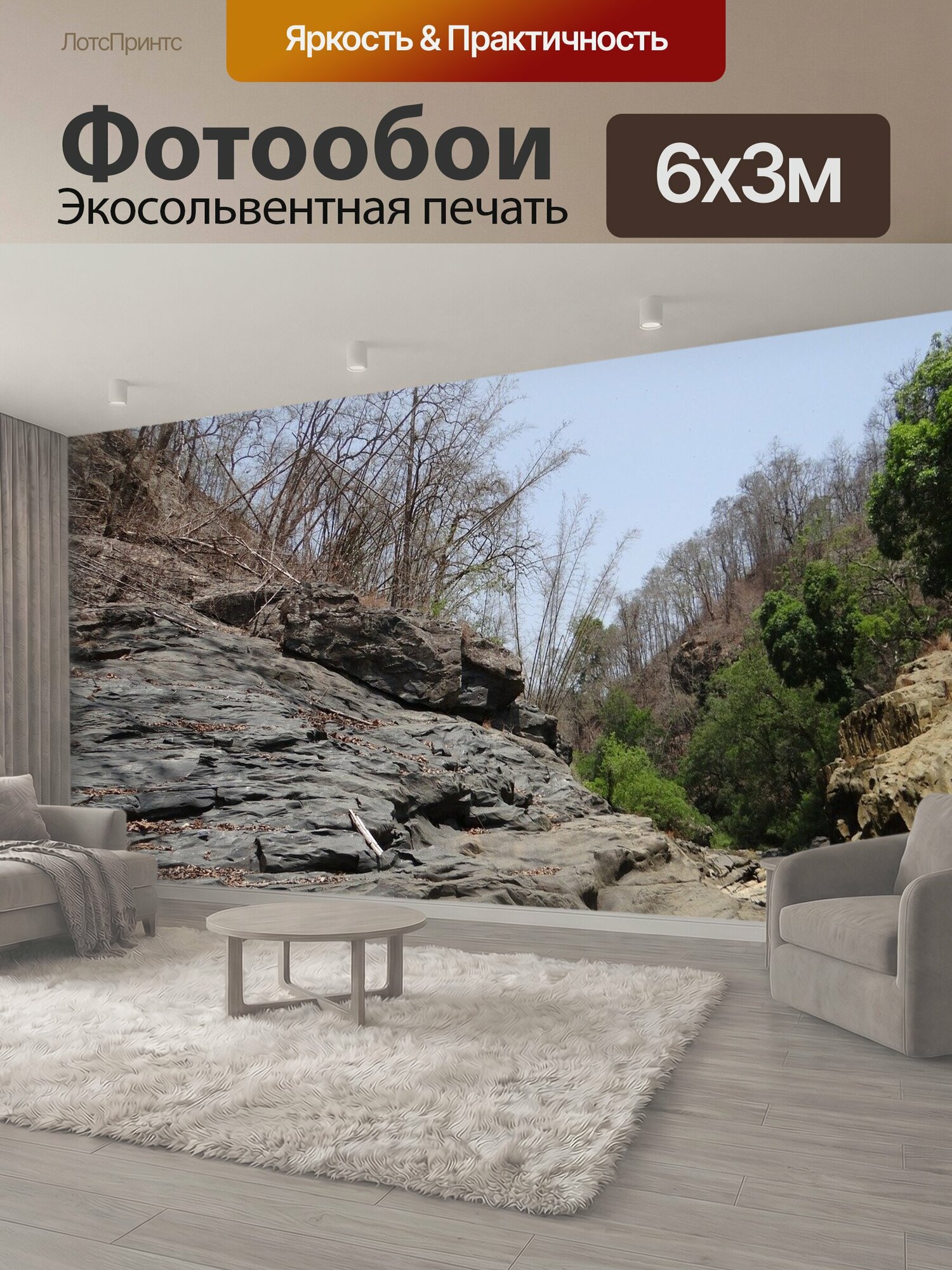 Фотообои "Syntheri скалы, дандели, карнатака" 600x300 см. экосольвентная печать