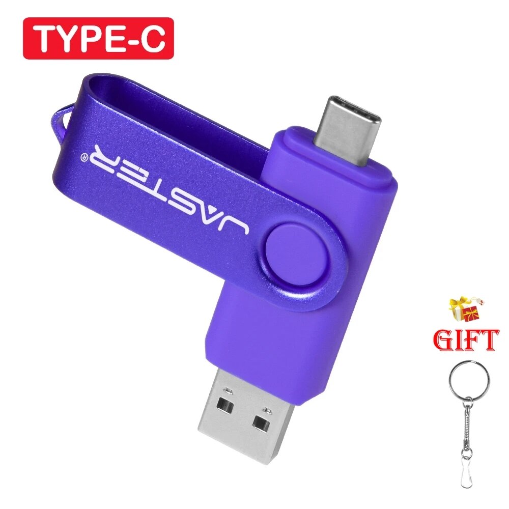 JASTER TYPE-C 2 in 1 USB флешка 4-128 ГБ Синий, 4 ГБ, фиолетовый