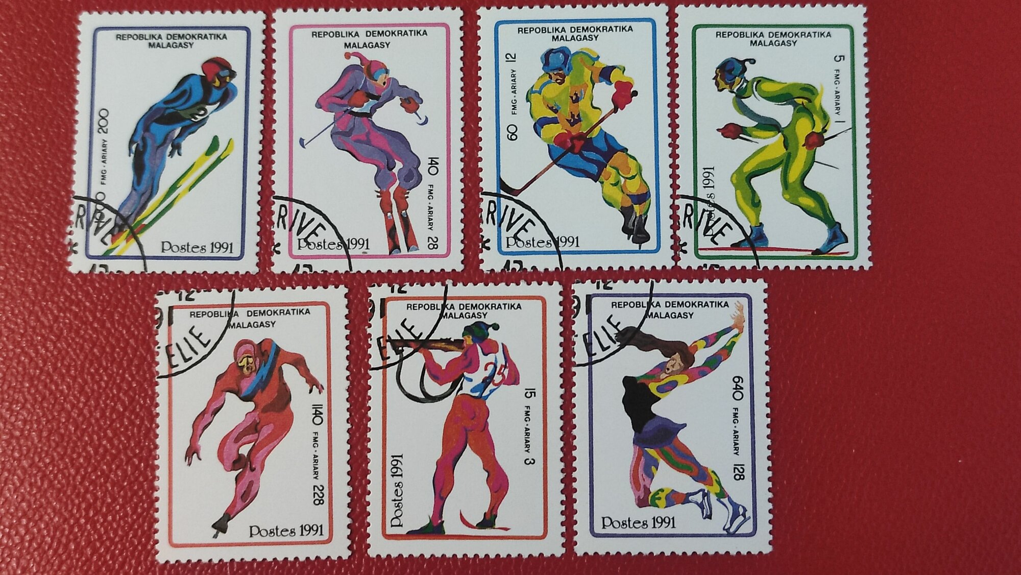 Марки Мадагаскар 1991. Спорт. Серия: "Зимние Олимпийские игры - Альбервиль, Франция 1992". Редкость. MNH. Гашение. См фото