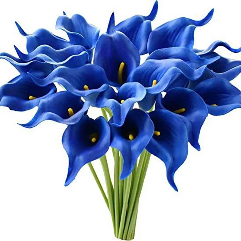 Искусственные белые каллы (5/10 шт.) для декора Синий, 5PCS, Blue