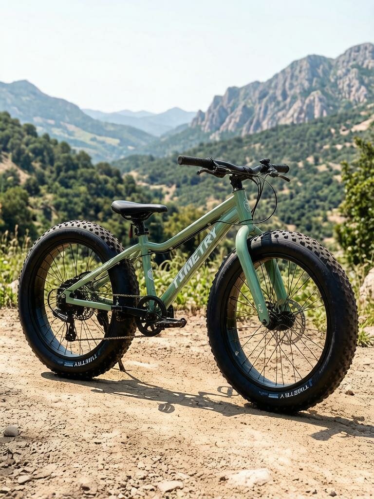 Велосипед горный фэтбайк TIMETRY ORIGINAL TT217, 24" колеса, алюминиевая рама, зеленый