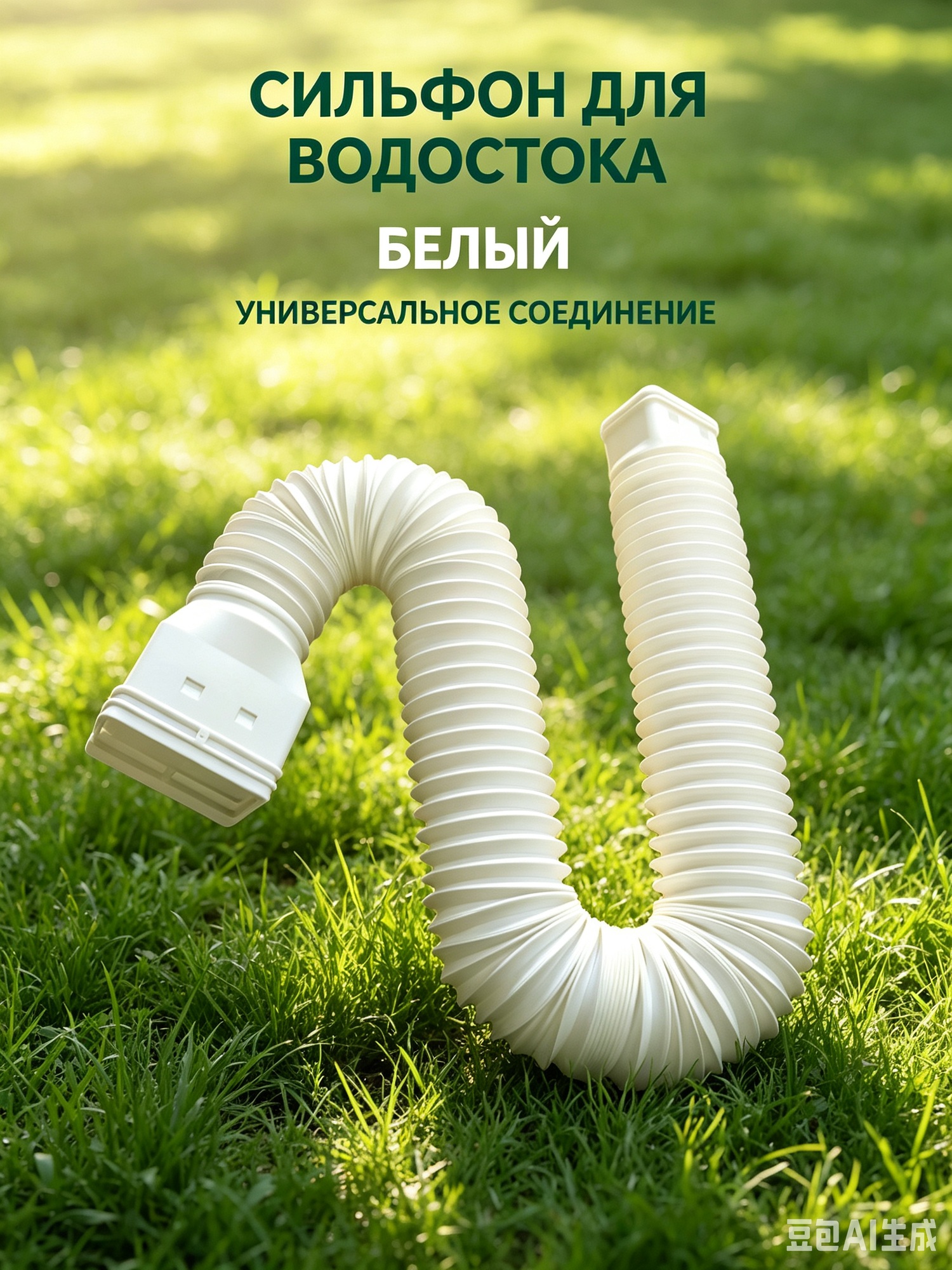 Гибкая белая труба PP, удлинитель стока дождевой воды, квадратные разъемы, 50–148 см, для коттеджей, 1 шт
