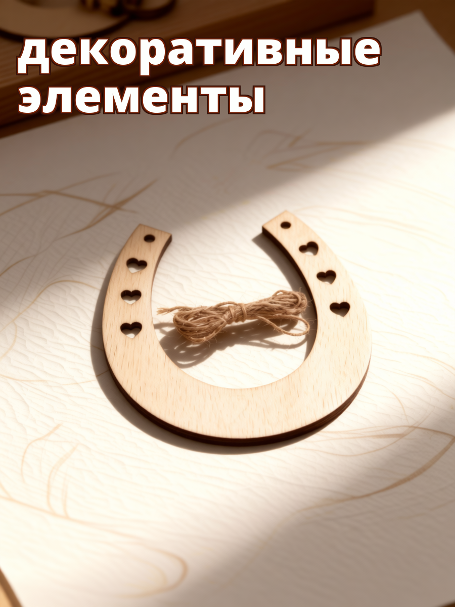12 Шт Деревянные ПодковыDIY Срезы Дерева Непокрашенные Вырубки 9.00X8.00X0.20Cm