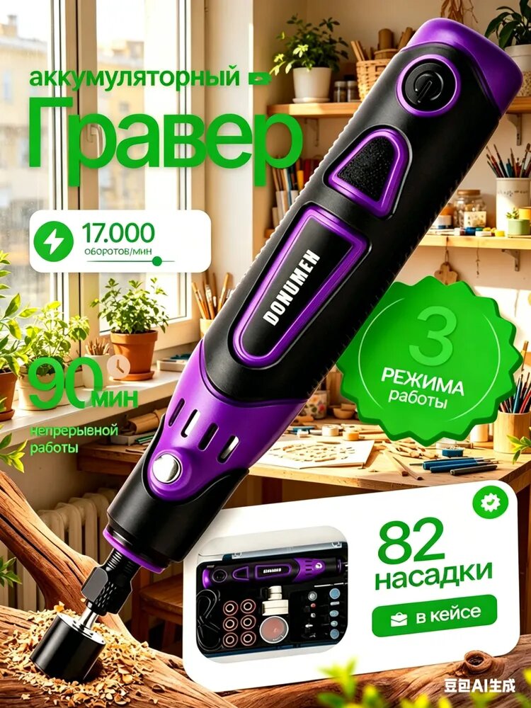Миниатюрная электрическая шлифовальная машина 3.6V, 17000 об/мин, 90 мин без подзарядки