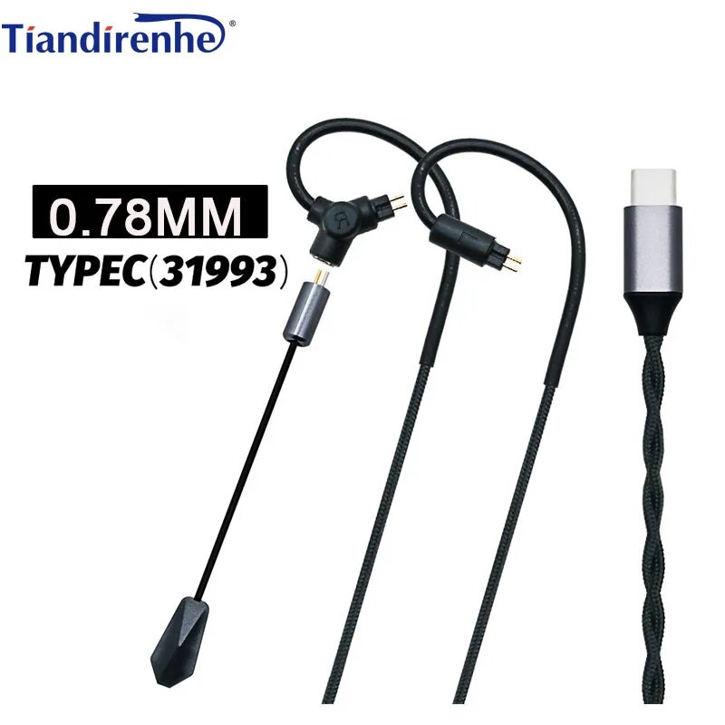 Tiandirenhe игровой кабель TYPE-C MMCX для Shure SE535 SE215 3.5mm-0.78MM