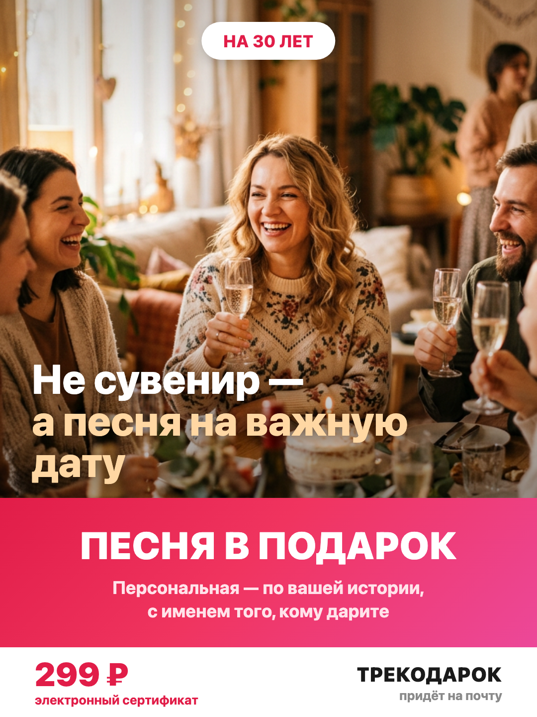 Песня на 30 лет — именной подарок на юбилей мужчине или женщине