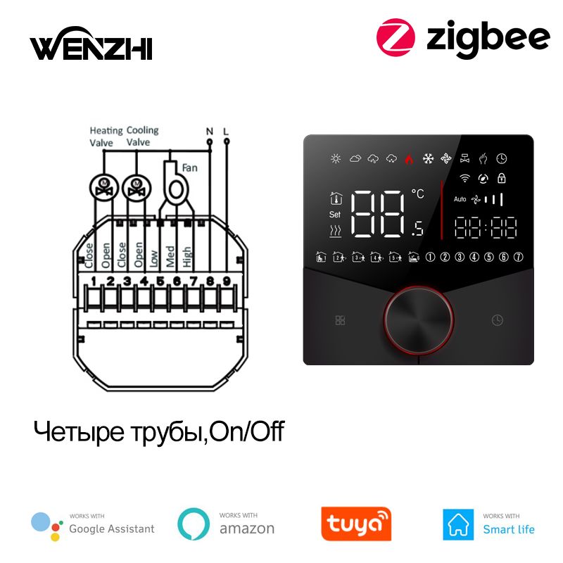 WENZHI Терморегулятор, термостат Для кондиционеров, Для водопровода, черный матовый