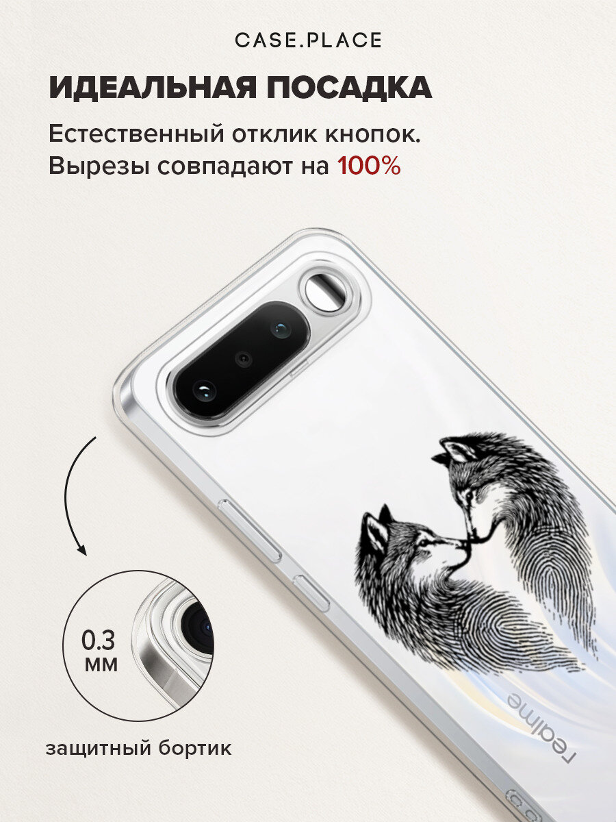 Силиконовый чехол на Realme 16 / Реалми 16 с принтом Отпечаток волков — фото 1