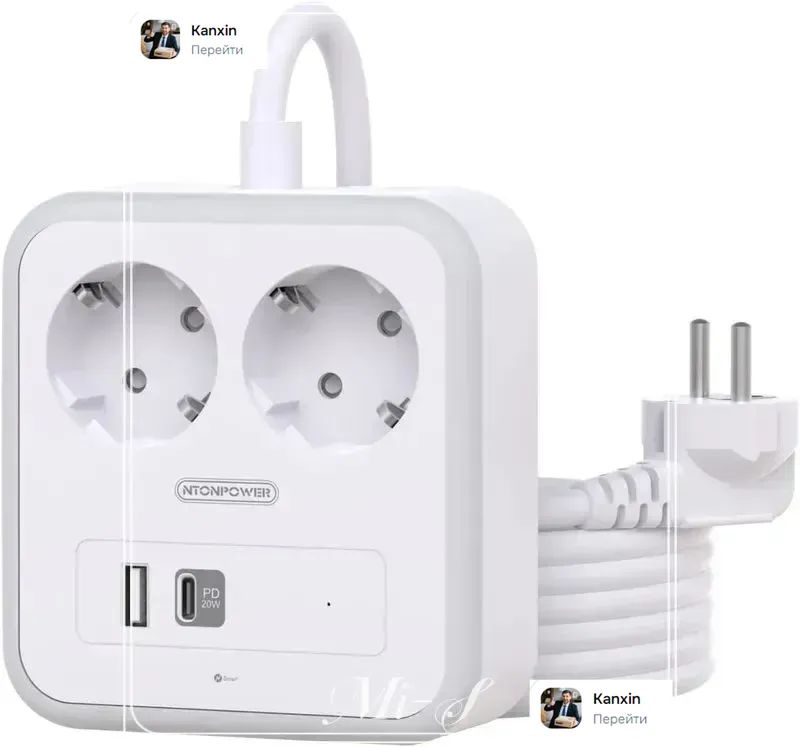 Сетевой фильтр APD Удлинитель сетевой, 2 USB 2 розетки, PD 20W USB-C 18W USB-A, 3 м удлинитель, для путешествий домашних офисов