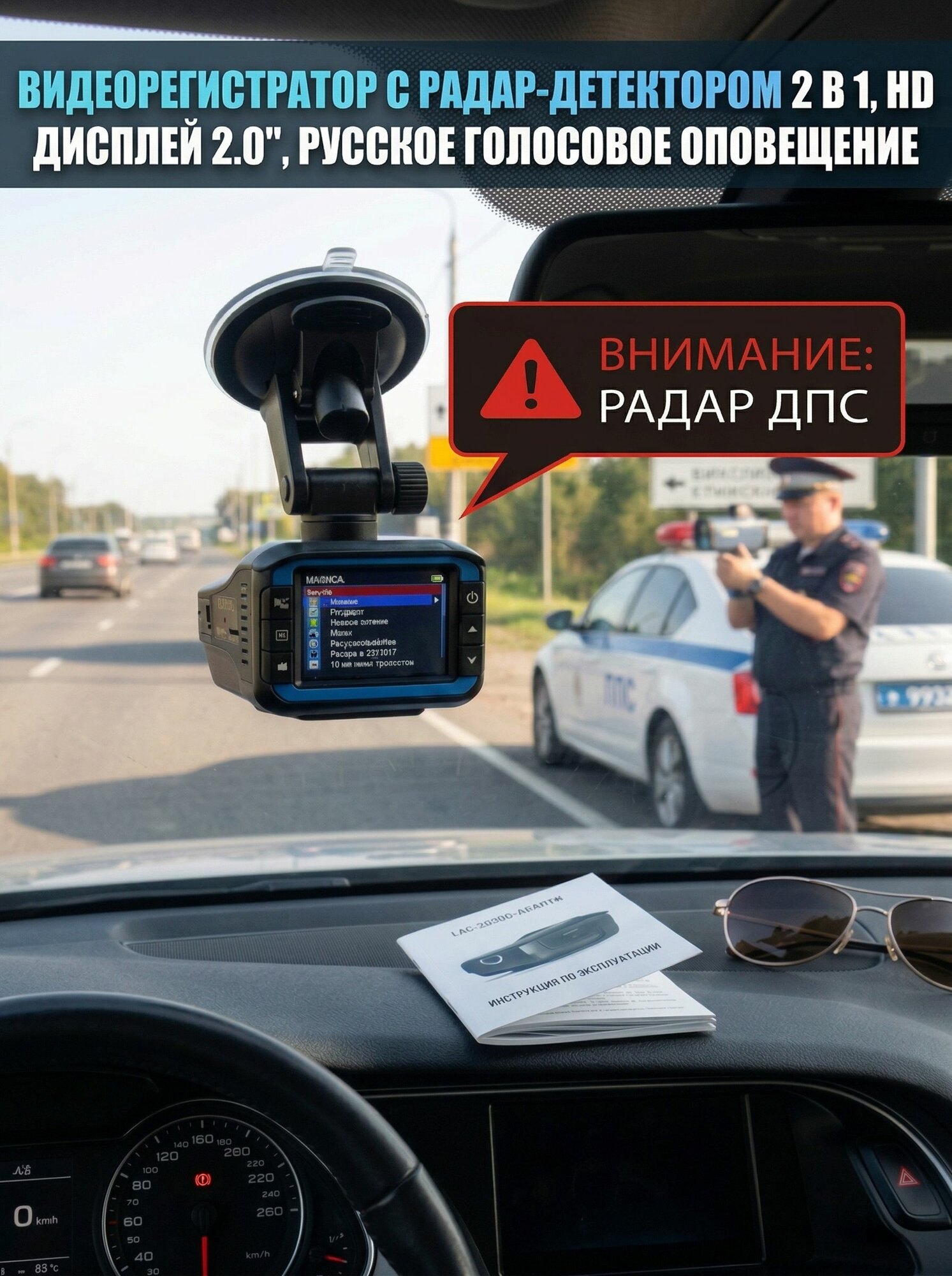 Автомобильный видеорегистратор с радар-детектором 2 в 1