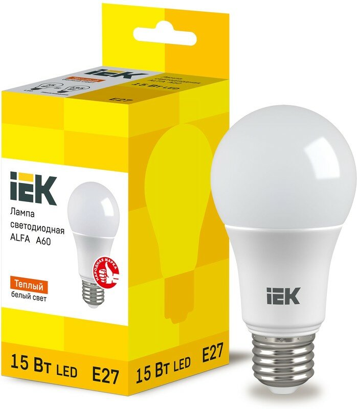 Лампа светодиодная Alfa 15Вт A60 грушевидная 3000К E27 230В IEK LLA-A60-15-230-30-E27