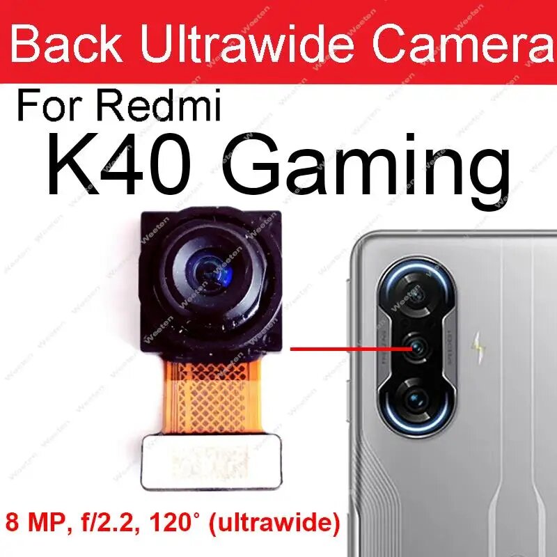 Передняя задняя камера для Xiaomi Redmi K40 Pro Plus K40 Gaming K40S Основная задняя передняя камера для селфи Samll, детали гибкого кабеля