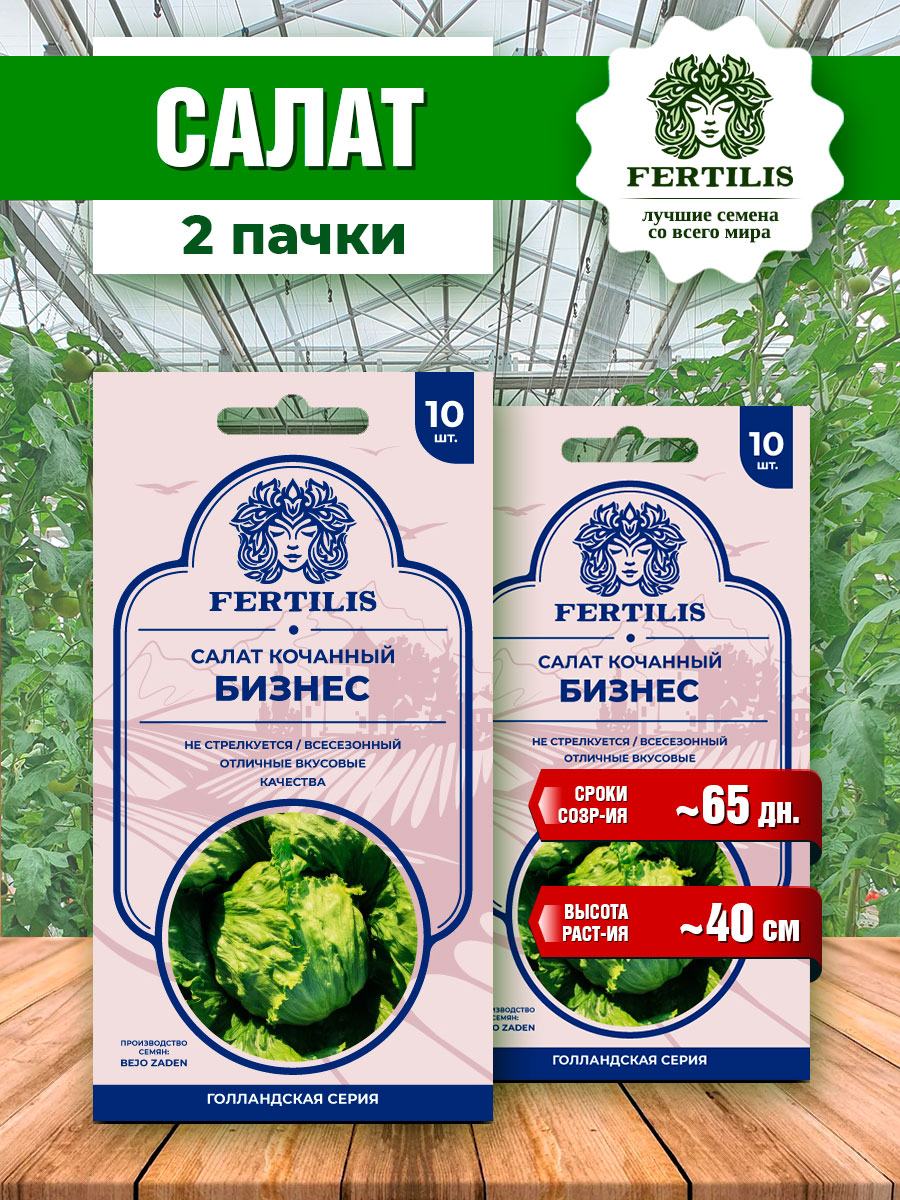 Семена кочанного салата "Бизнес" типа Айсберг от Fertilis (2 пачки)