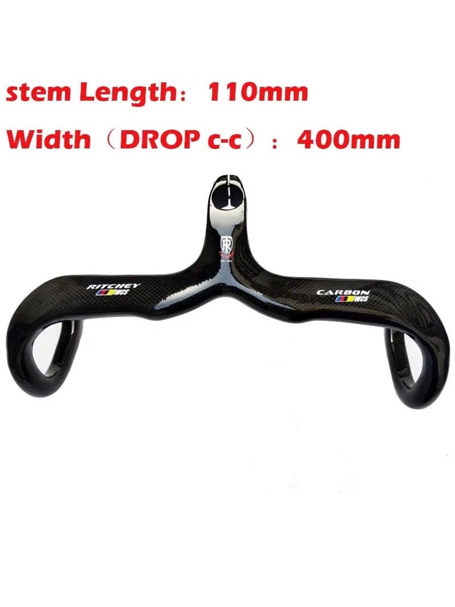 RITCHEY WCS 3K Глянцевый полностью карбоновый интегрированный руль для шоссейного велосипеда, изогнутые рули