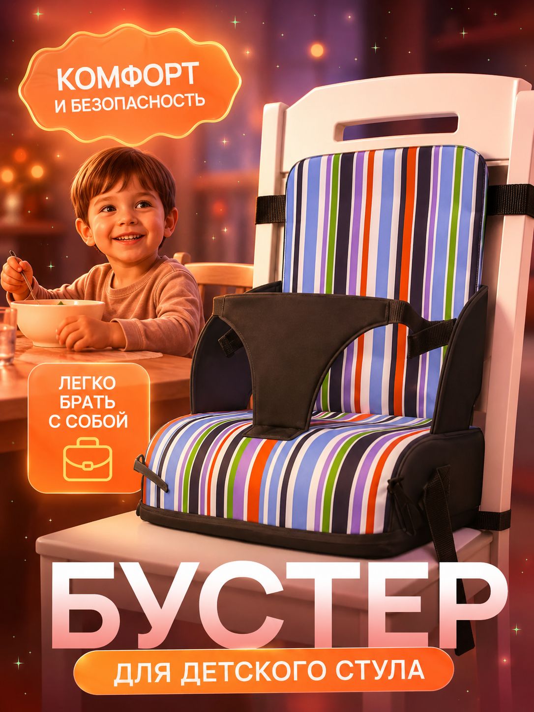 Детская подушка-бустер, увеличивающая высоту обеденного стула, съемная и складная