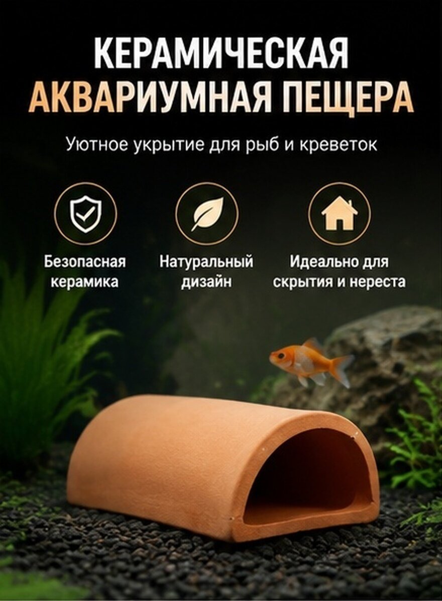 Природная Полость Для Рыб Окрашенная Вividно И Детализировано Добавляет Живость Вашему Аквариуму 12 5x6 5 Cm