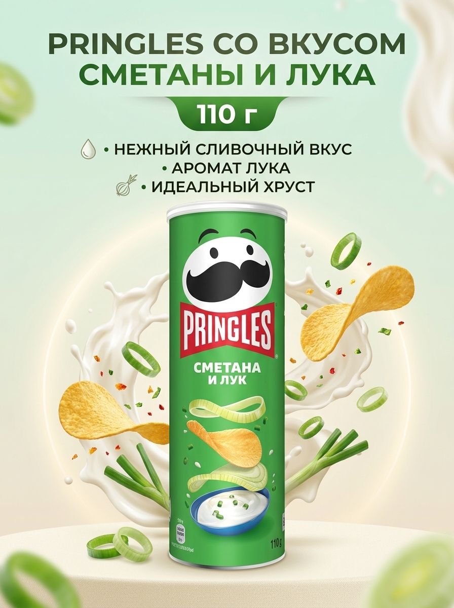 Чипсы Pringles со вкусом сметаны и лука 110 гр