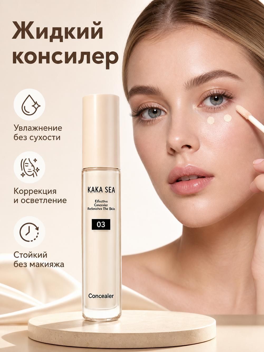 Консилер корректор для лица стойкий матирующий от темных кругов и пигментации 4ml естественное сияние