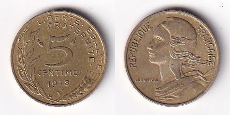 Франция 5 сантимов 1978 год