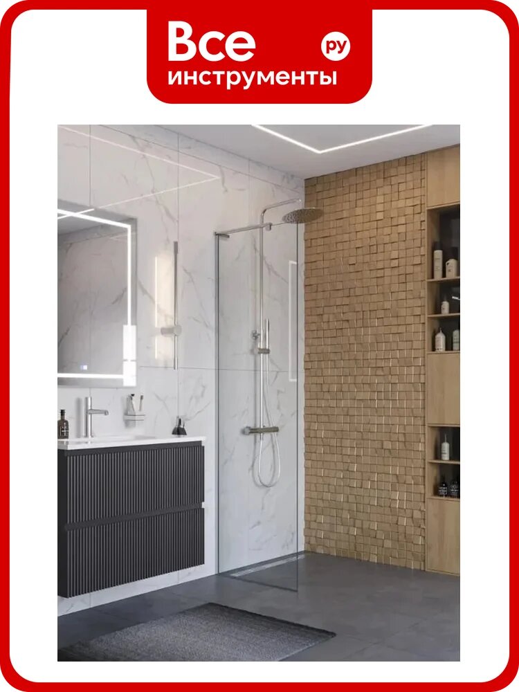 Душевая перегородка BelBagno UNO-L-1-TB-90-C-Cr