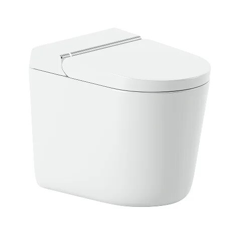 Умный унитаз напольный ArtCeram Hype KHYV002 01 00 с микролифтом, безободковый, без бачка, антивсплеск, фарфоровый, с биде, белый, глянцевый, овальный, сиденье для унитаза в комплекте