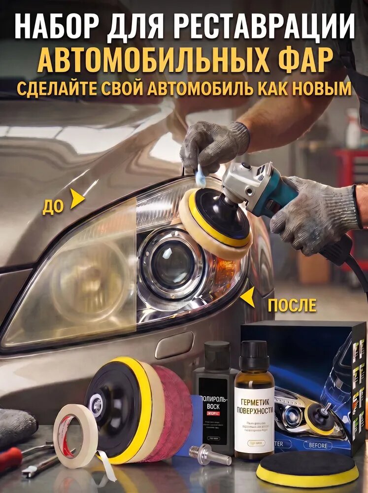 Набор для полировки фар автомобиля