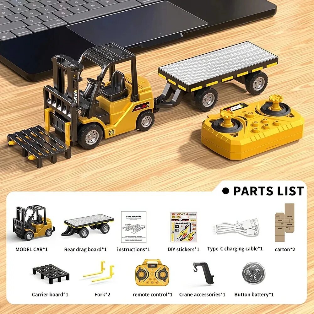 Радиоуправляемый мини грузовик и кран 1:64 Play Желтый, box packaging5