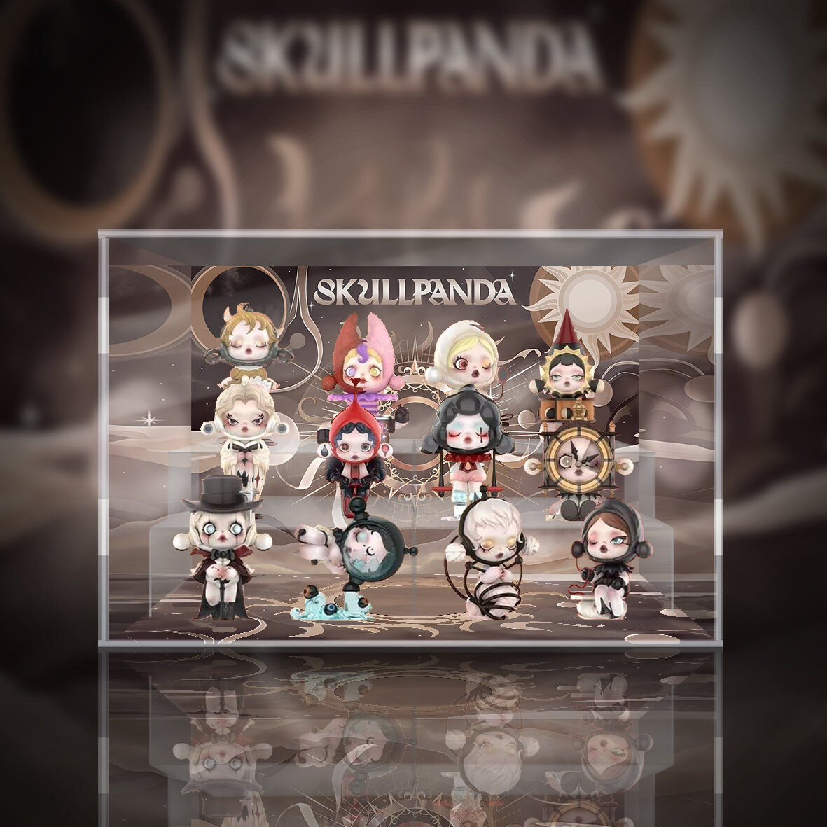 Показательная коробка Pop Mart Skullpanda готовая торт лестница 35x22x25см прозрачный акрил простой