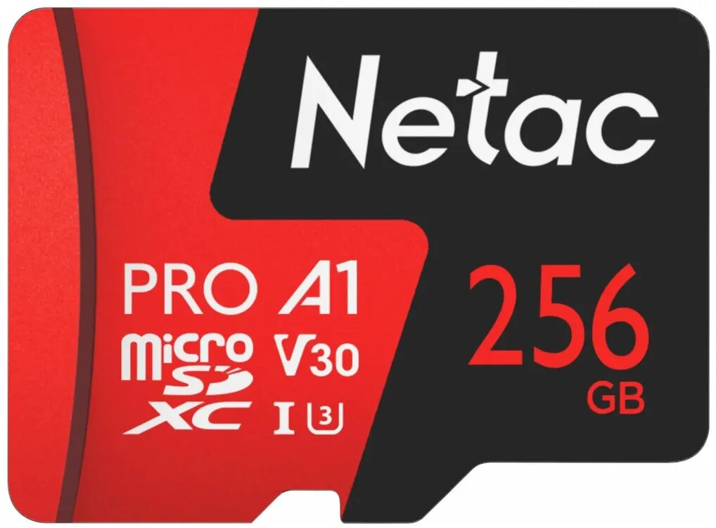 Карта памяти microSDXC UHS-I U3 NETAC P500 Extreme Pro 256 ГБ, 100 МБ/с, Class 10, NT02P500PRO-256G-R, 1 шт, переходник SD