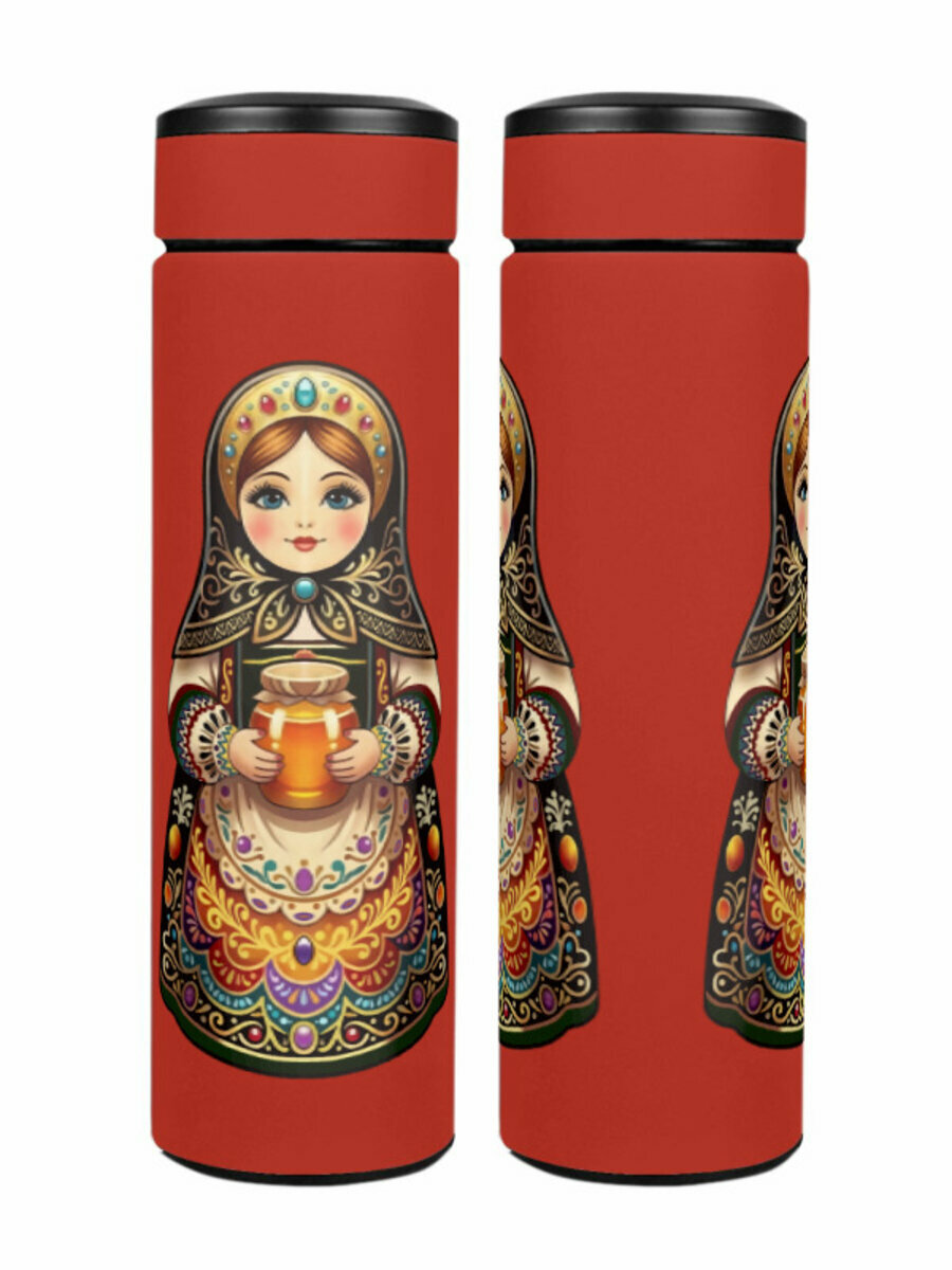 Термос «Авторская матрёшка 28 (3)» (красный)