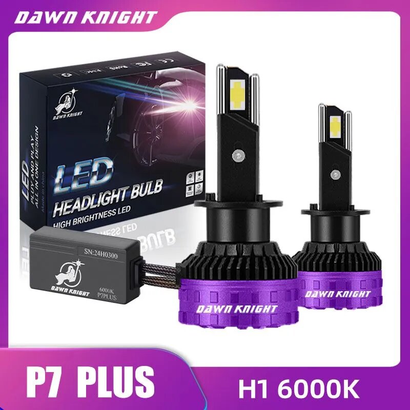 DawnKnight Лампа автомобильная H1, 6000 шт. арт. P7-PLUS-H1-6000K