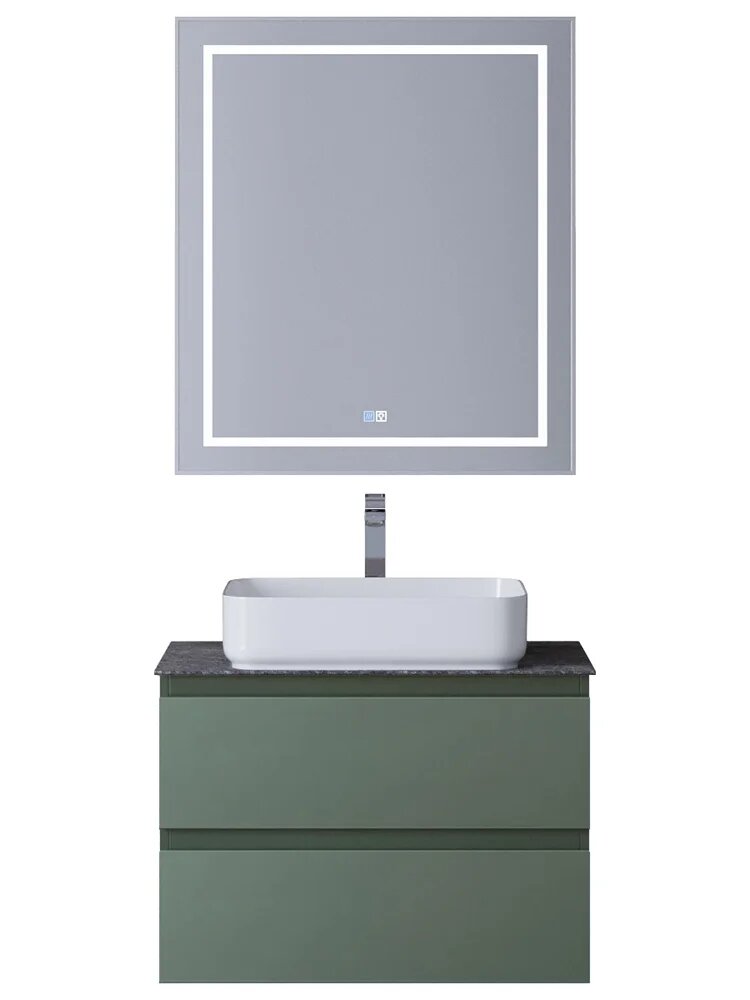 Мебель для ванной комнаты BelBagno Kraft 60 подвесная, матовая еловая, столешница kep-60-grn, раковина BB1304