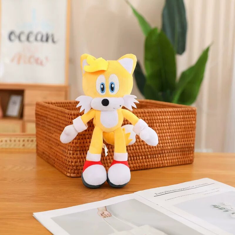 Мягкая игрушка Соник, плюшевая фигурка с синим телом и красными ботинками, 30 см