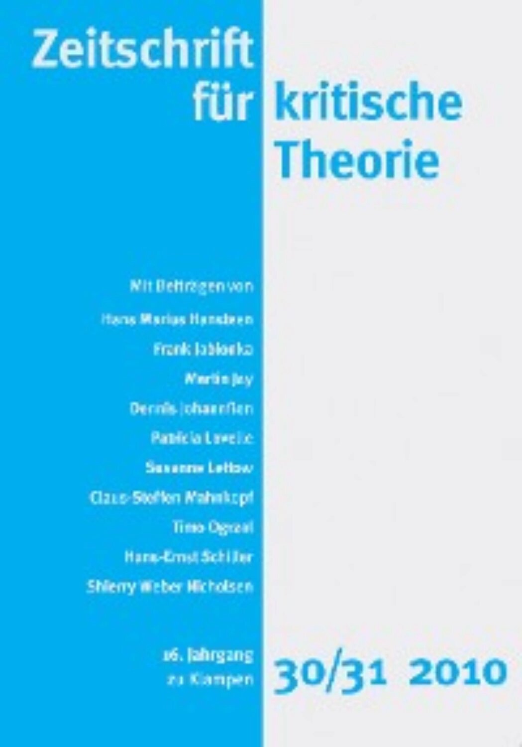 Zeitschrift für kritische Theorie / Zeitschrift für kritische Theorie, Heft 30/31 [Цифровая книга]