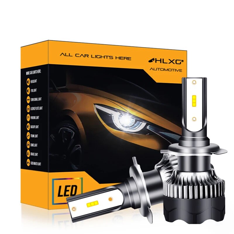 Автомобисветильник фары HLXG h7 h1, лампы h4, H8, H9, H11, 9005, 9006, H16, HB3 светильник ры для противотуманных фар 6000 лм, K, 12 В, Автомобильные светодиодные лампы hb4