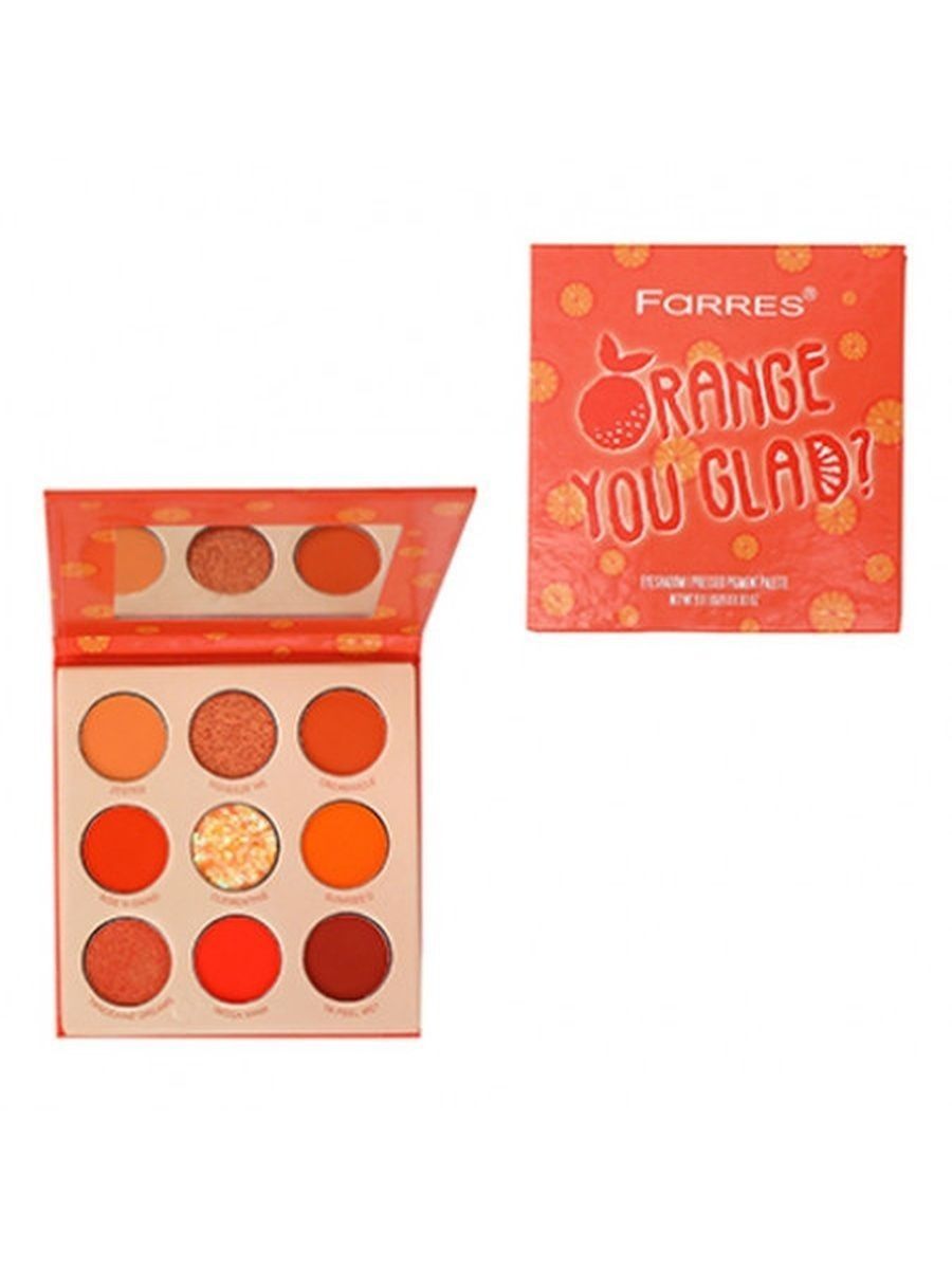 Палетка теней для век FARRES, 9 цветов, тон 04 Orange You Glad