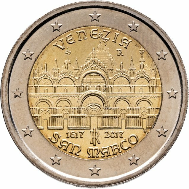 Италия 2 евро euro 2017 "400 лет со дня постройки Собора Святого Марка", Биметалл, в сохранности UNC