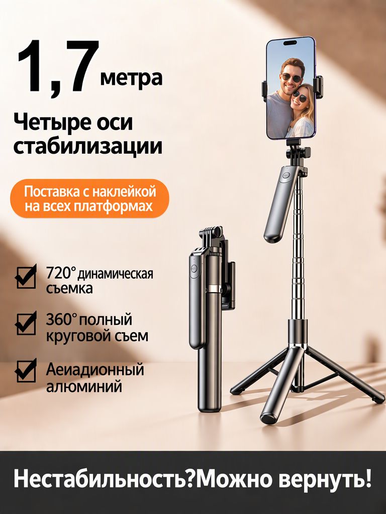 Штатив для телефона, напольный монопод, селфи палка 170 см
