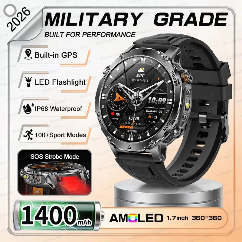 TANK Ultra 2026 Черные умные часы GPS 1400 мАч