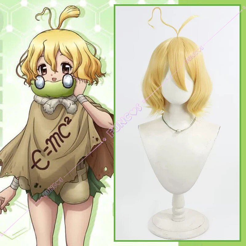 Dr.Stone Суика Косплей Парик Жёлто-Русый