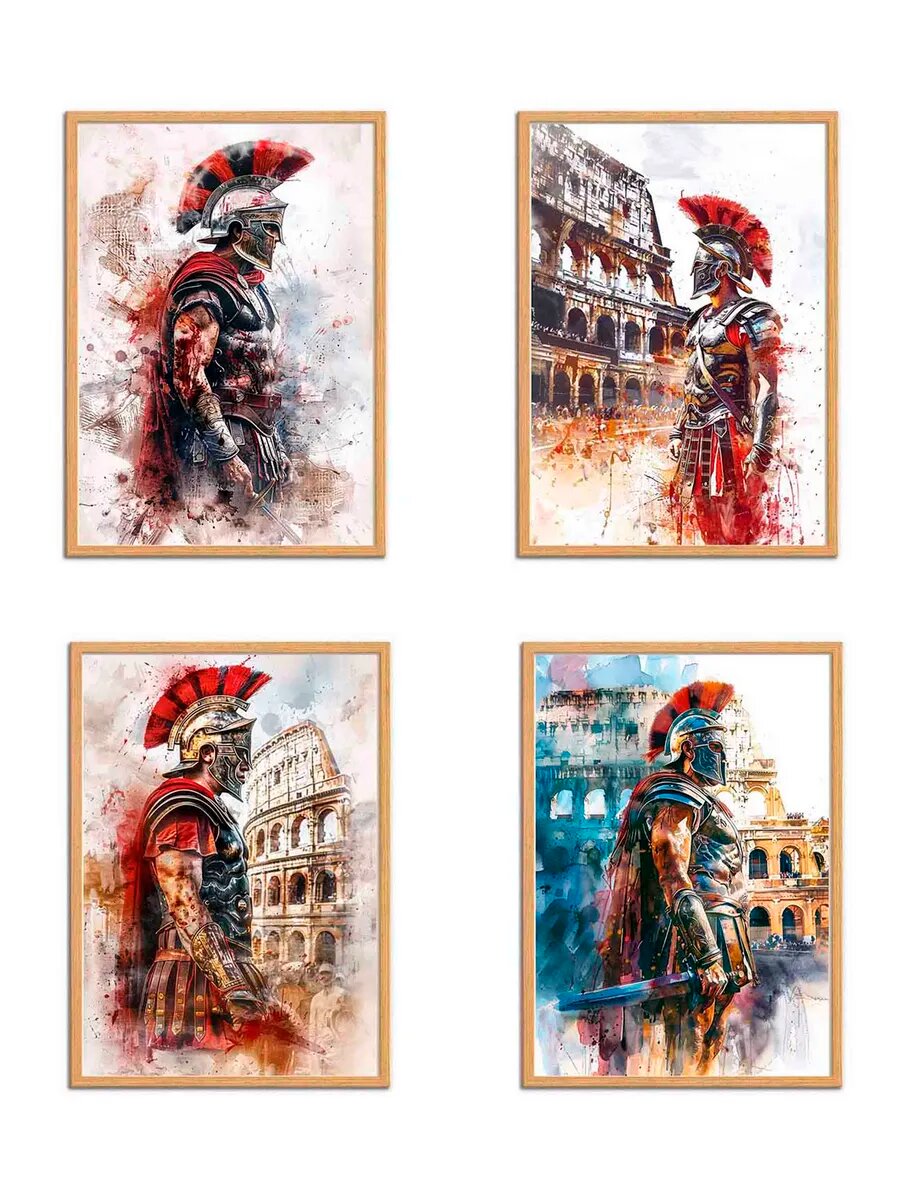 Птица сойка Гладиатор, 4 Плаката, 30x21см