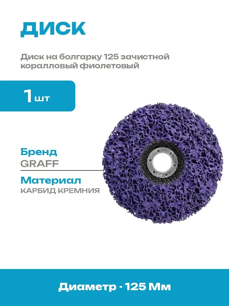 Диск шлифовальный по металлу 125 мм фиолетовый коралловый