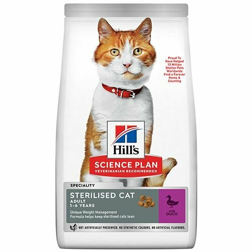 Hills Science Plan Sterilised Cat 607280 / Cухой корм Хиллс для Стерилизованных кошек до 7 лет Утка 10кг