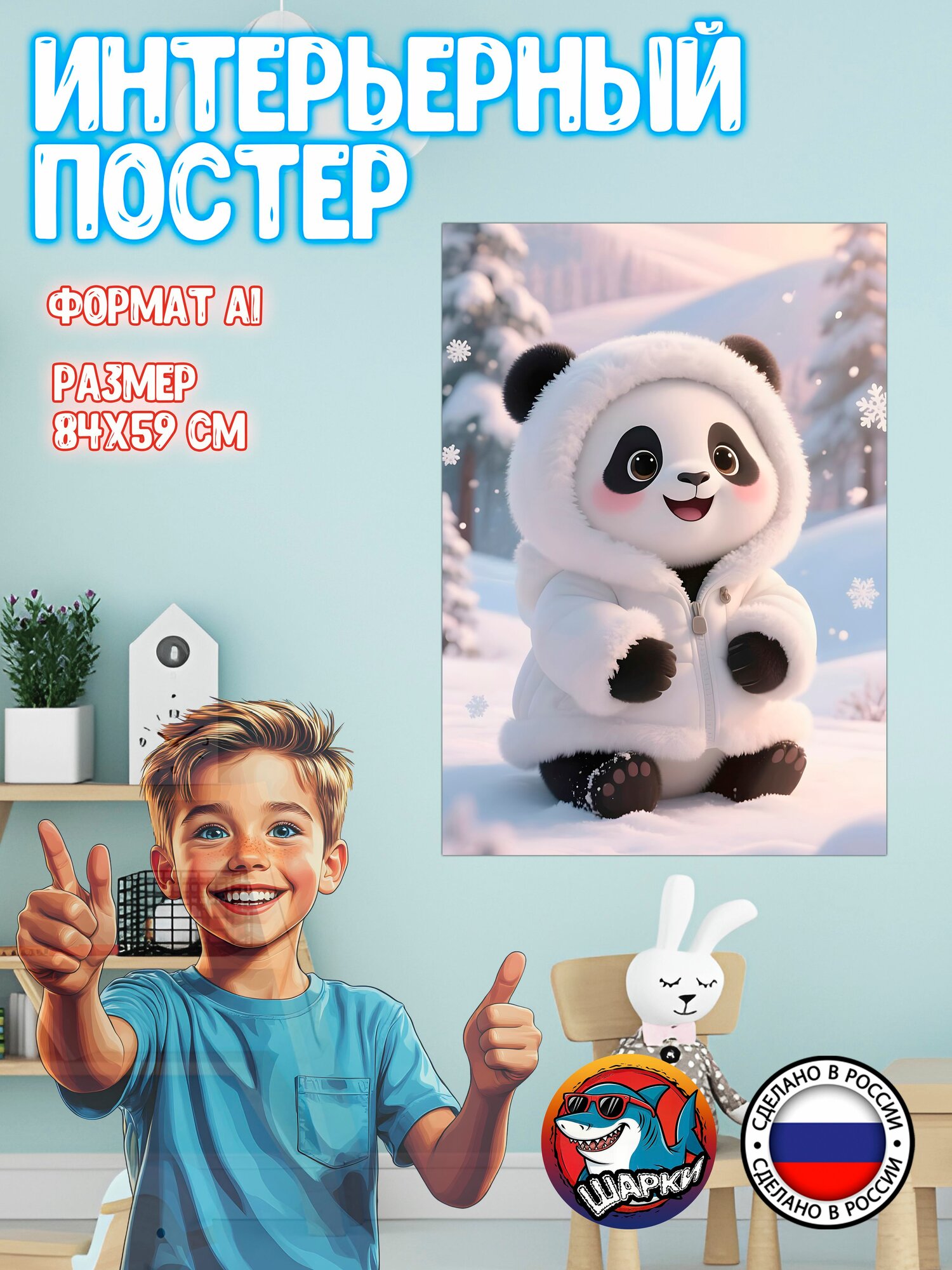 Постер детский А1 Животные